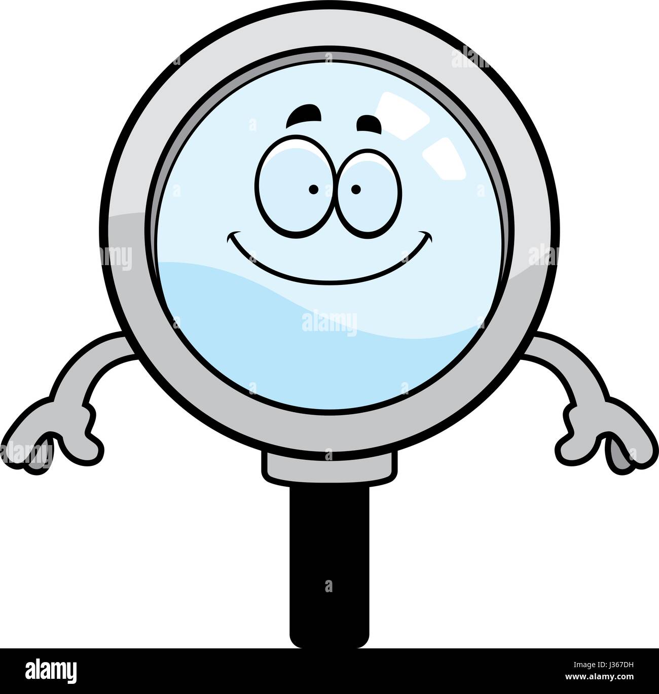 A cartoon illustration of a magnifying glass looking happy Stock Vector ...