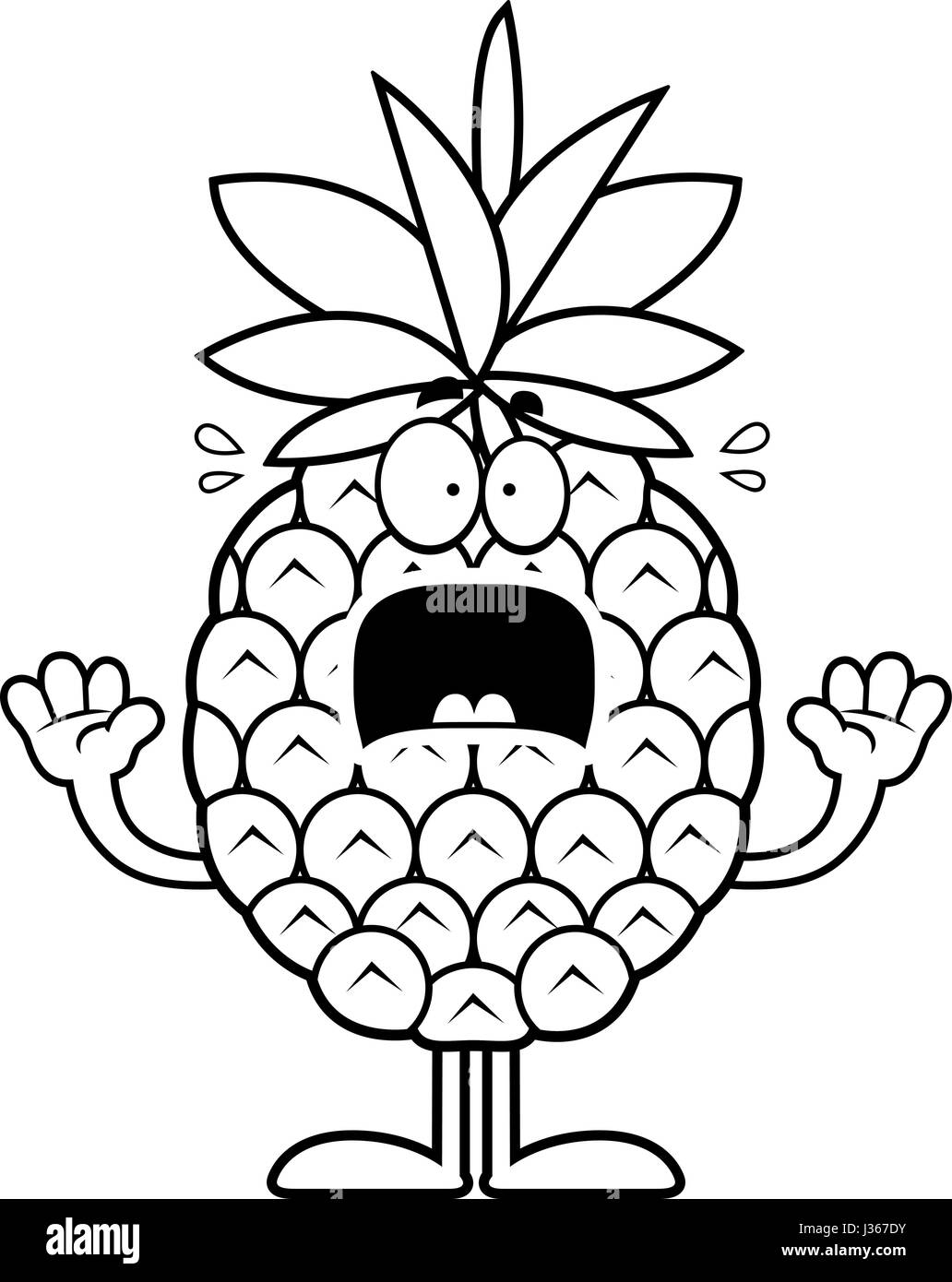 A cartoon illustration of a pineapple looking scared Stock Vector Image ...