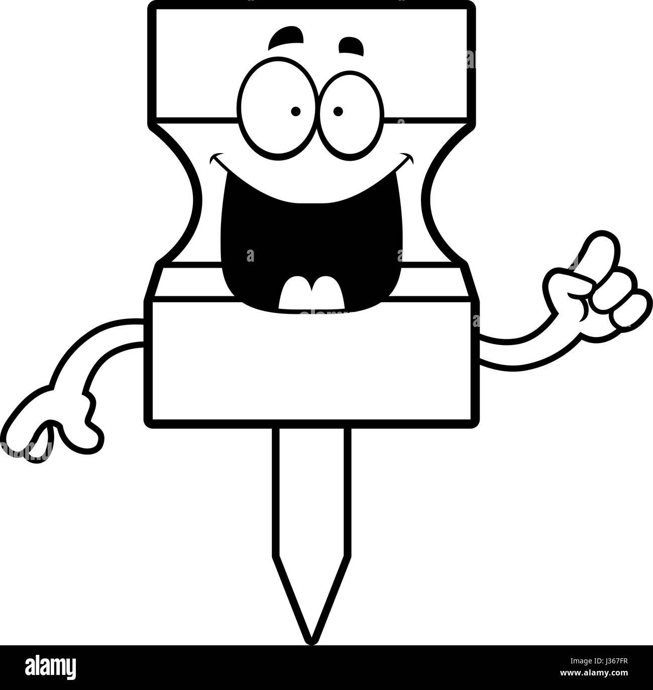 A cartoon illustration of a pushpin with an idea Stock Vector Image ...