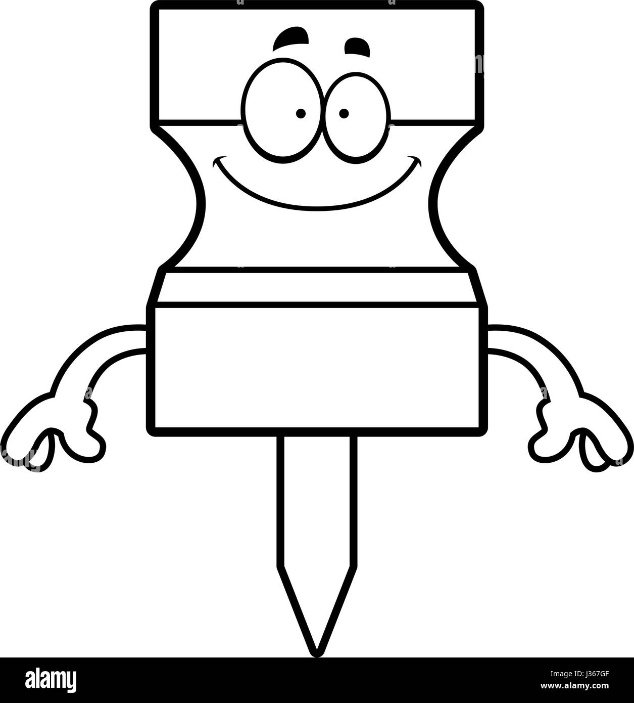 A cartoon illustration of a pushpin looking happy Stock Vector Image ...