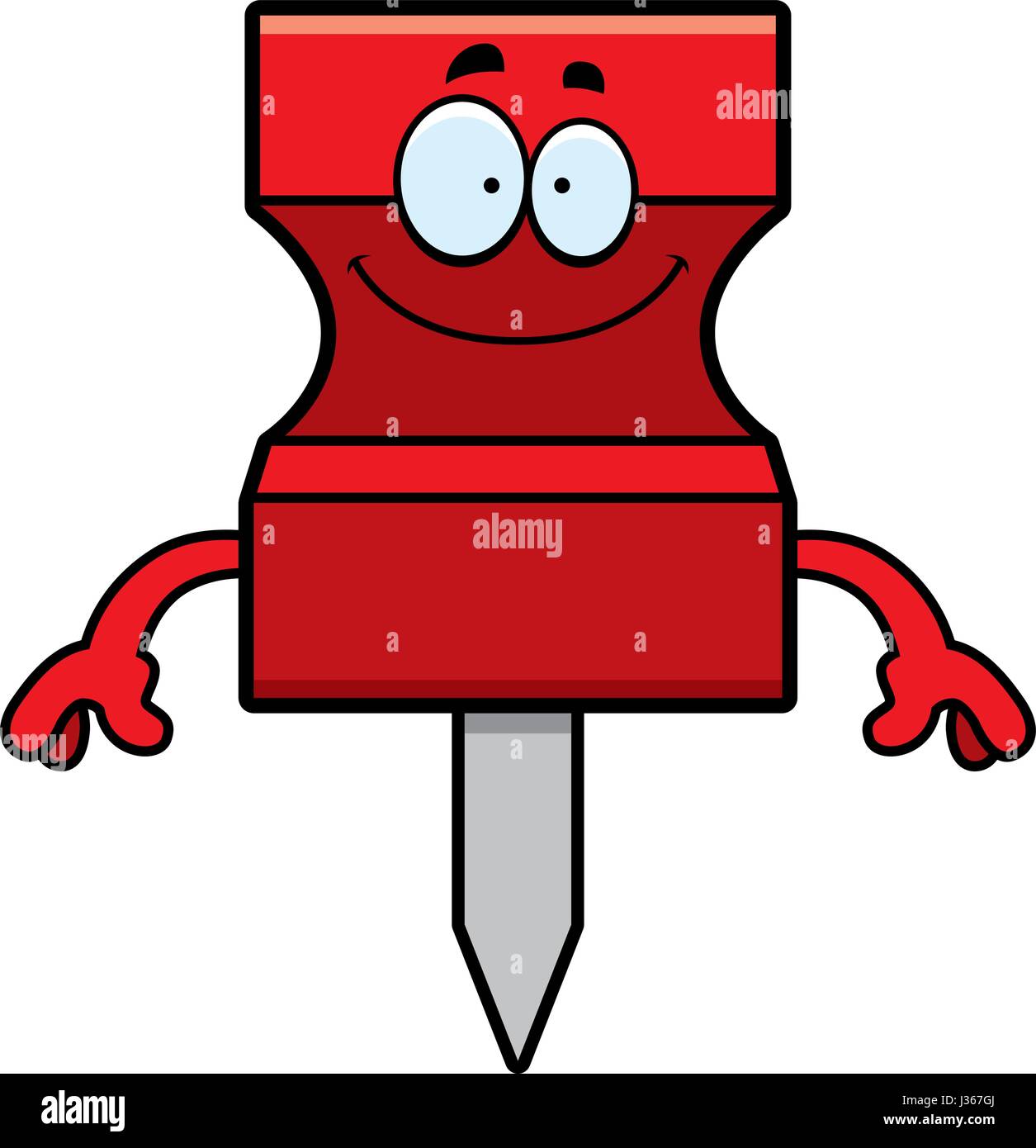 A cartoon illustration of a pushpin looking happy Stock Vector Image ...