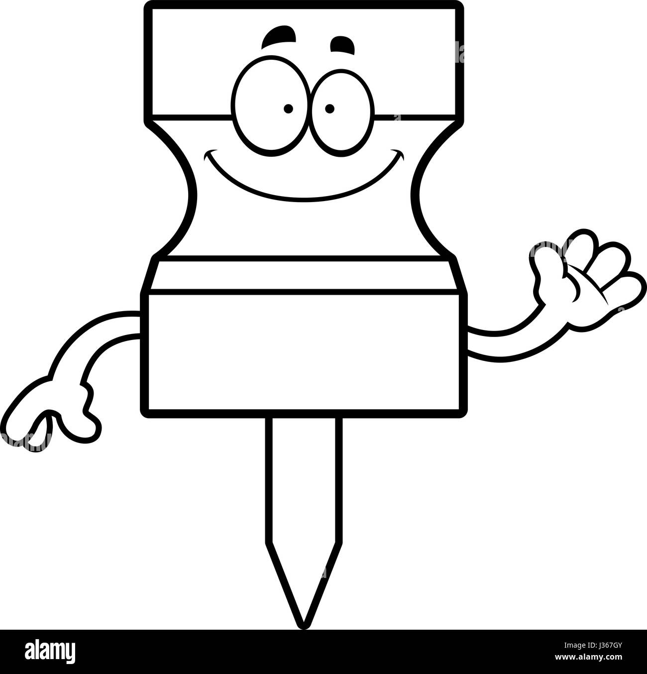 A cartoon illustration of a pushpin waving Stock Vector Image & Art - Alamy