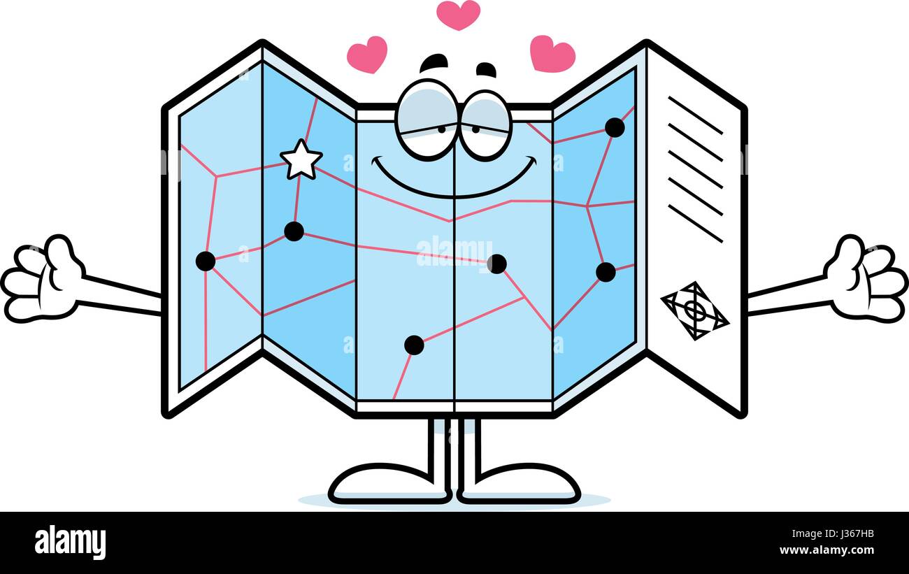 A cartoon illustration of a road map ready to give a hug Stock Vector ...
