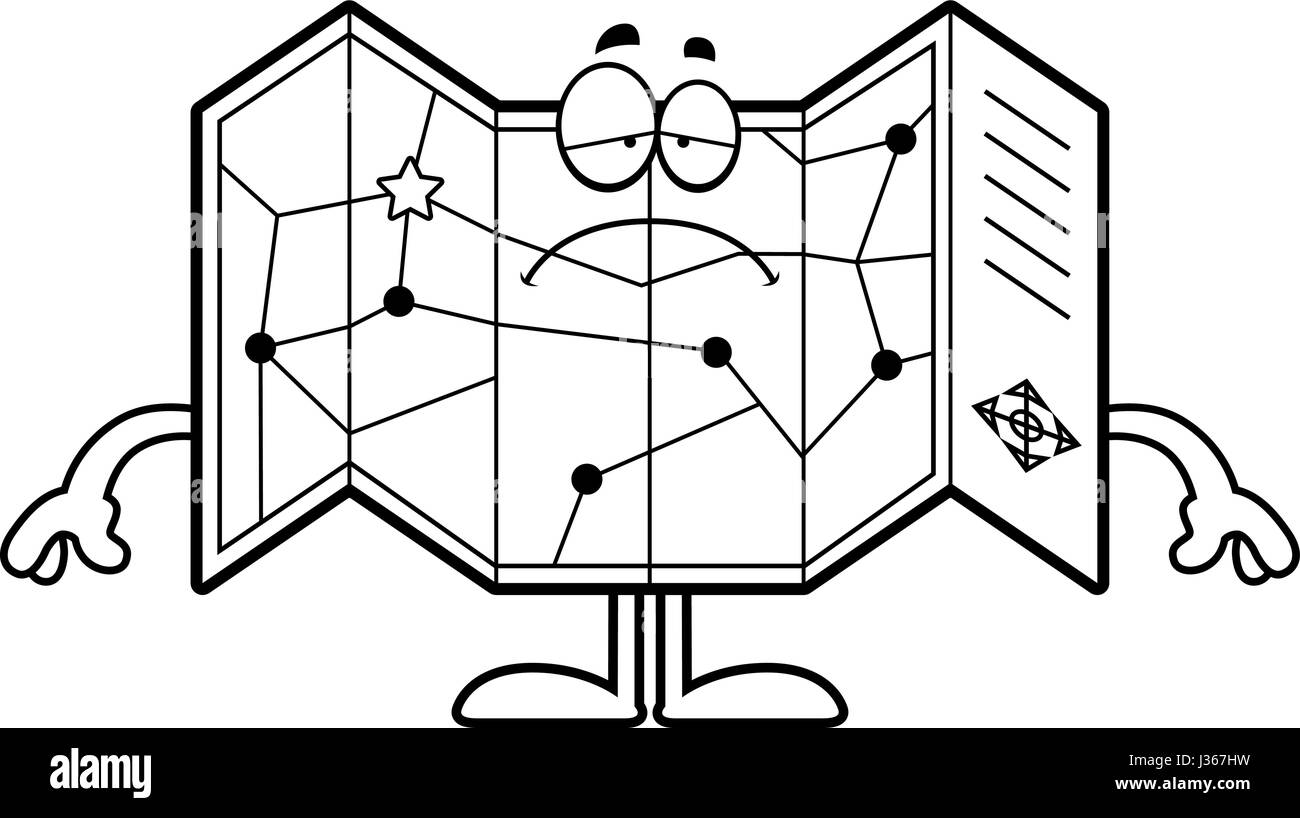 A cartoon illustration of a road map looking sad Stock Vector Image ...