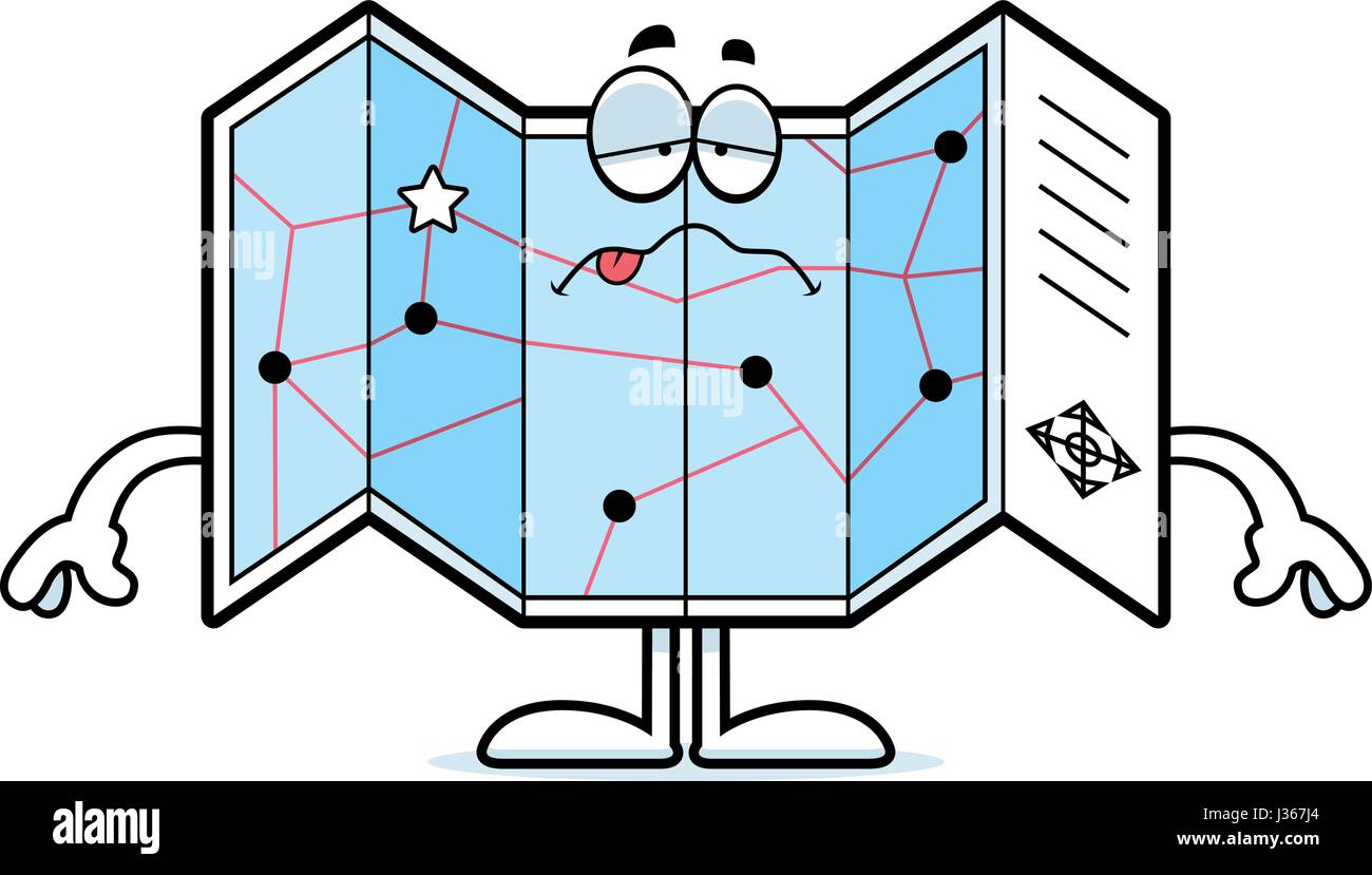 A cartoon illustration of a road map looking sick Stock Vector Image ...