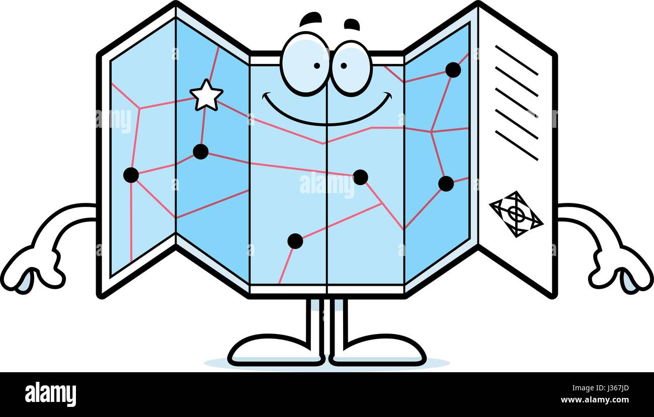 A cartoon illustration of a road map looking happy Stock Vector Image ...