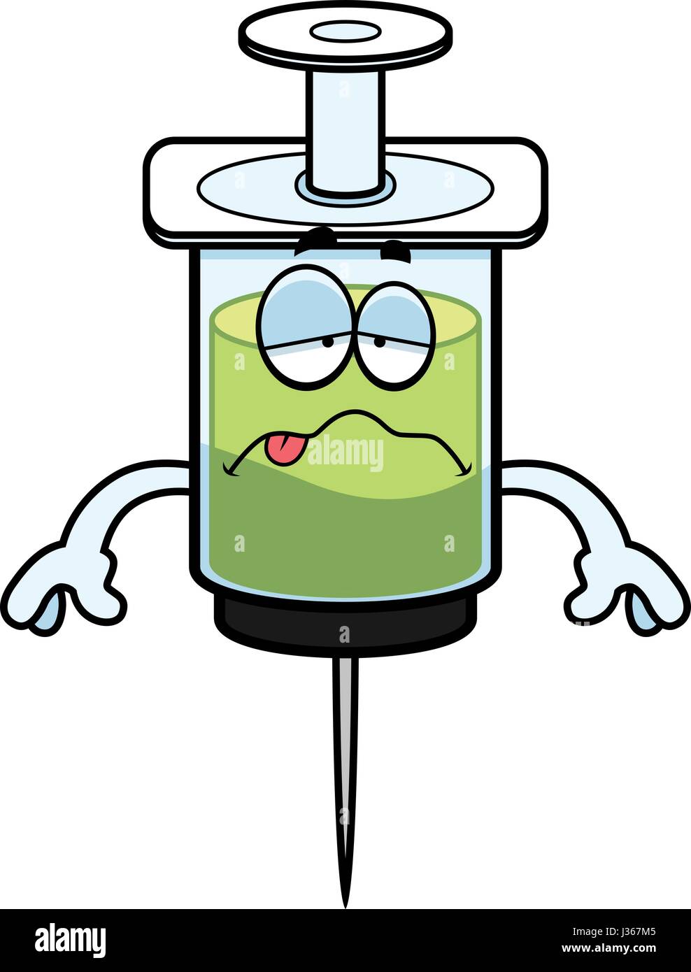 A cartoon illustration of a syringe looking sick Stock Vector Image ...
