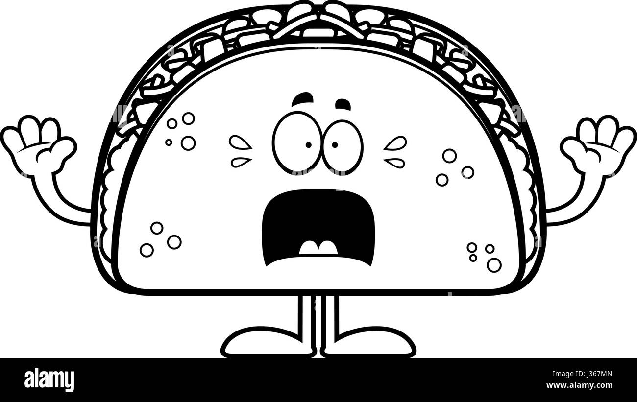A cartoon illustration of a taco looking scared Stock Vector Image ...