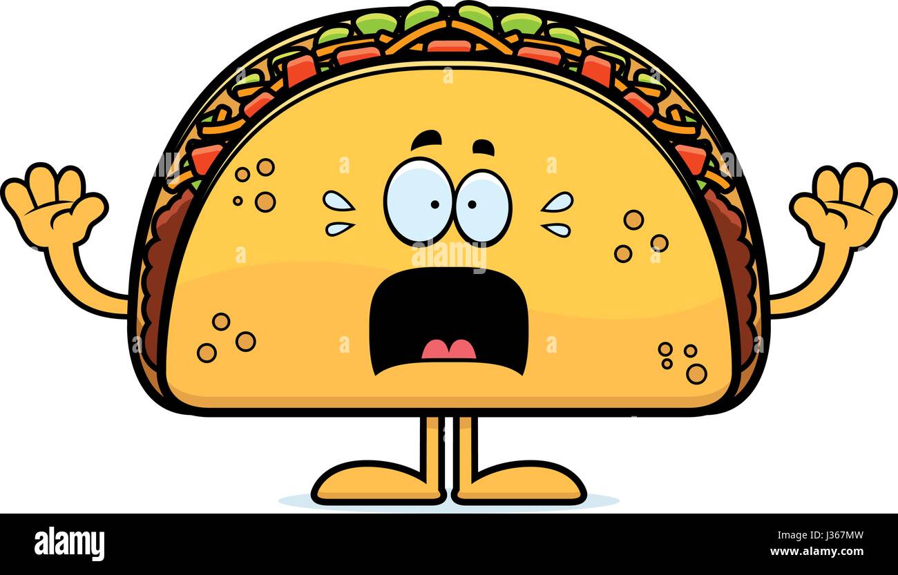 A cartoon illustration of a taco looking scared Stock Vector Image ...