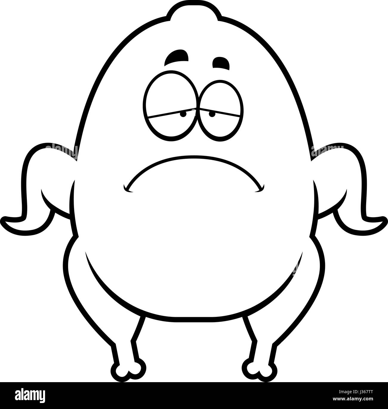 A cartoon illustration of a Thanksgiving turkey looking sad Stock ...