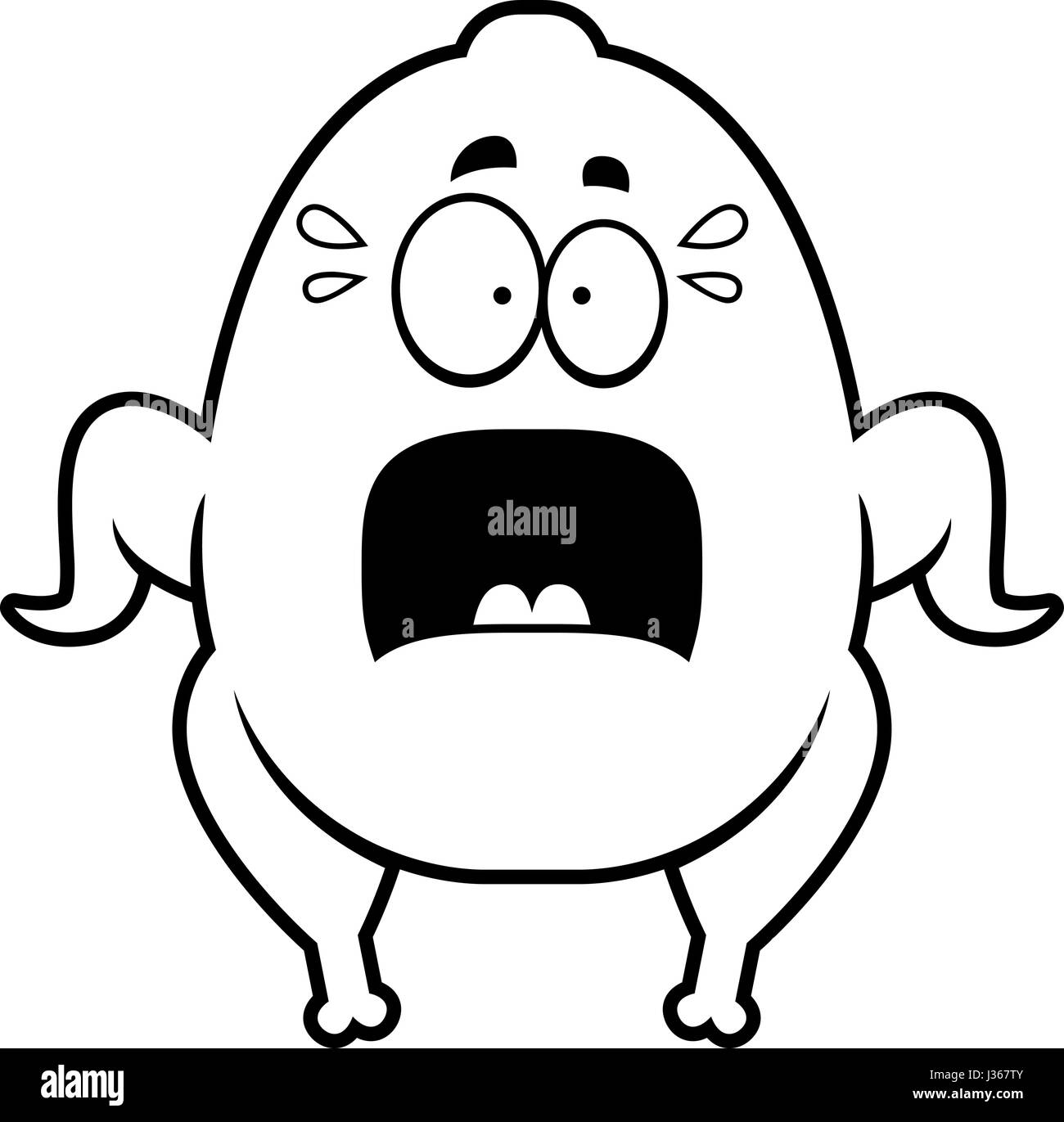 A cartoon illustration of a Thanksgiving turkey looking scared Stock ...