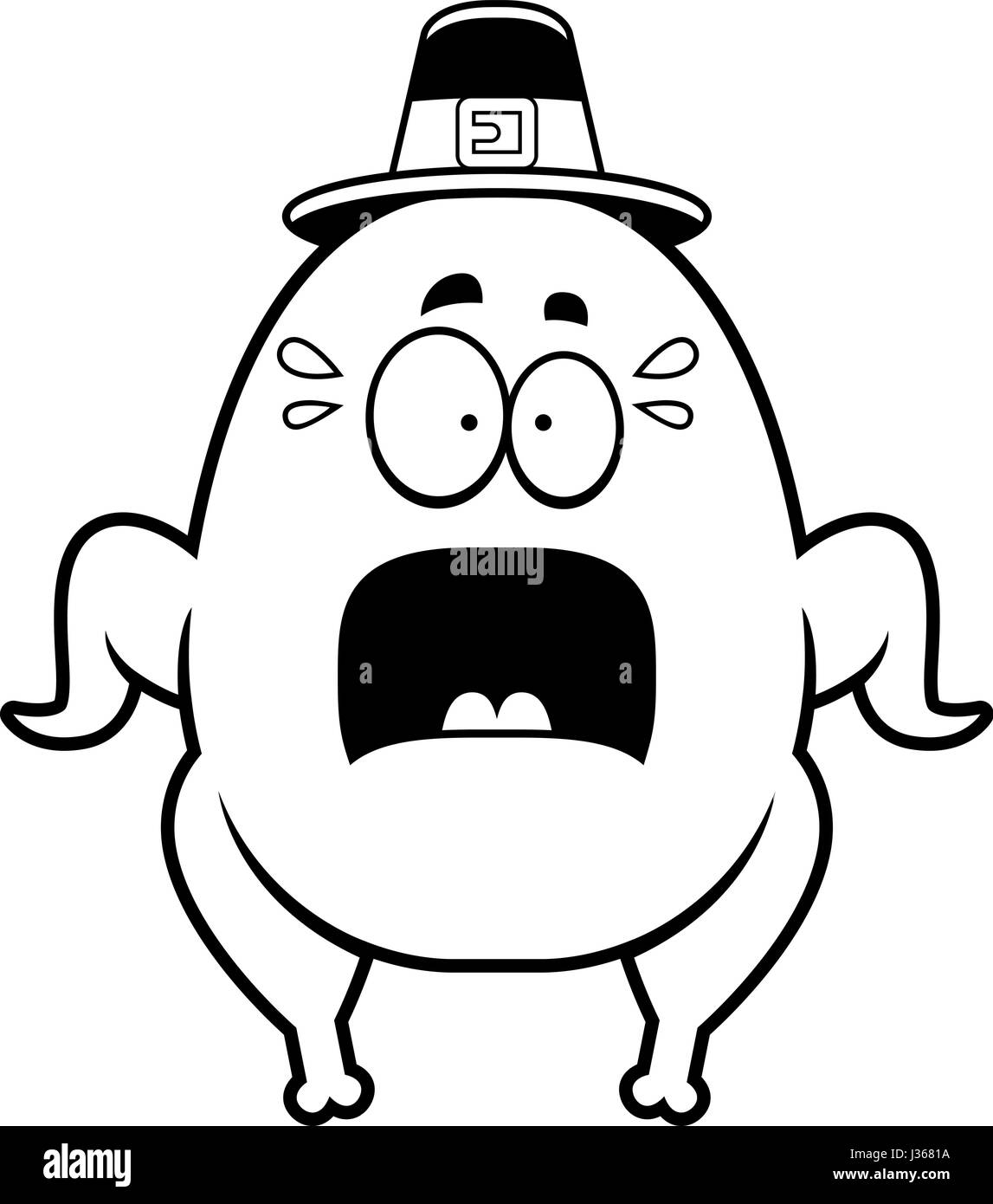 A cartoon illustration of a turkey pilgrim looking scared Stock Vector ...