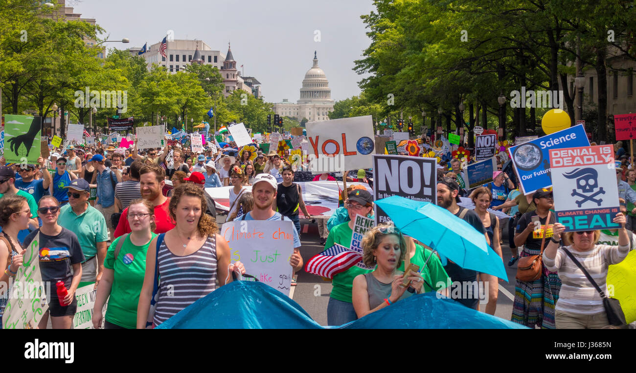 WASHINGTON, DC, USA - Climate March demonstrators protest Stock Photo ...