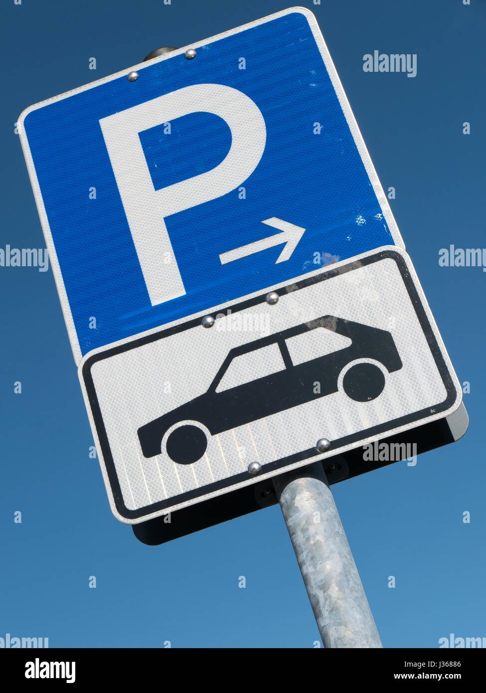 German road sign: parking place for cars only Stock Photo - Alamy