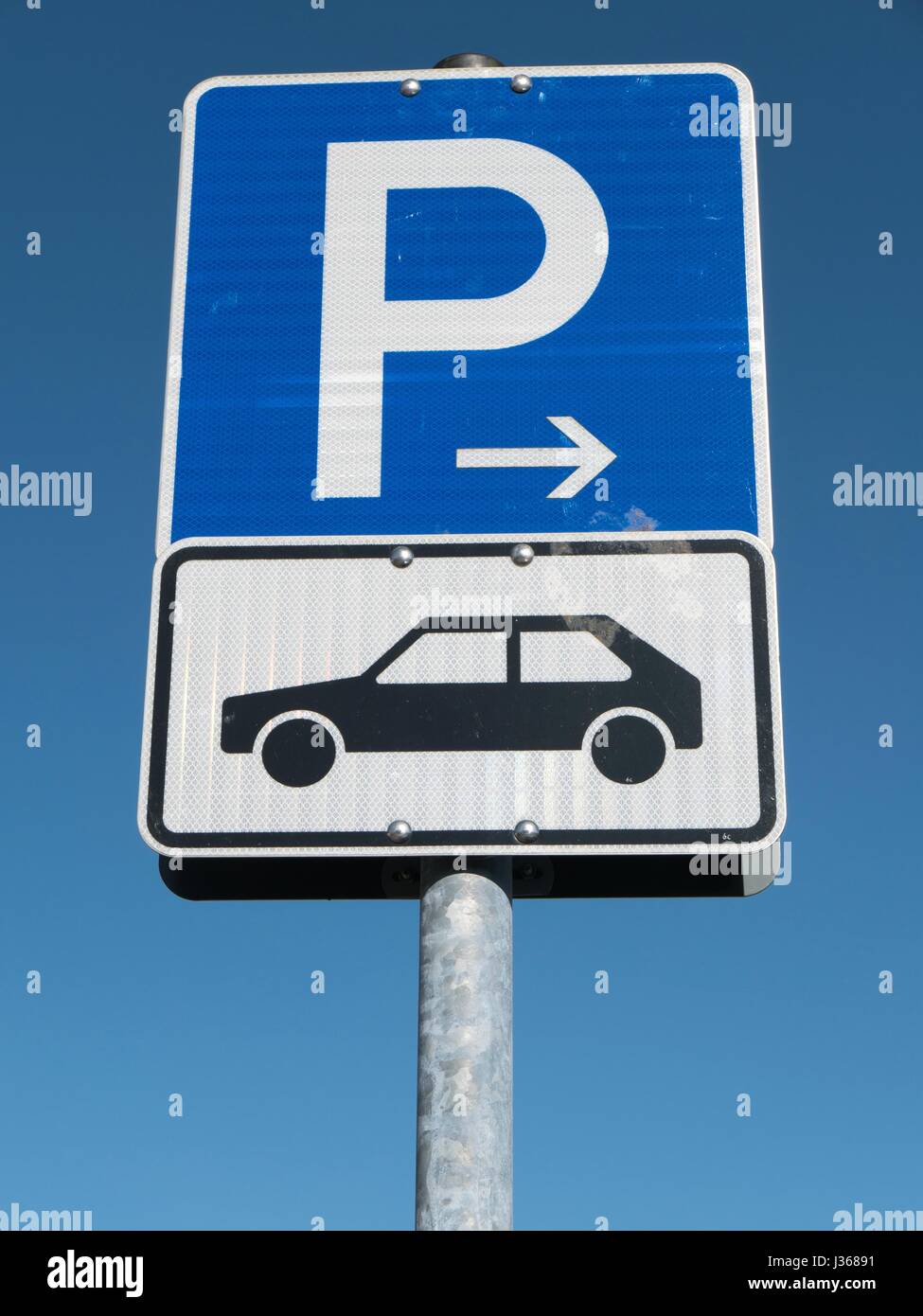 German road sign: parking place for cars only Stock Photo - Alamy
