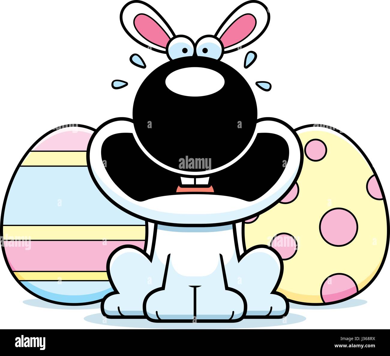A cartoon illustration of the Easter Bunny looking scared Stock Vector ...