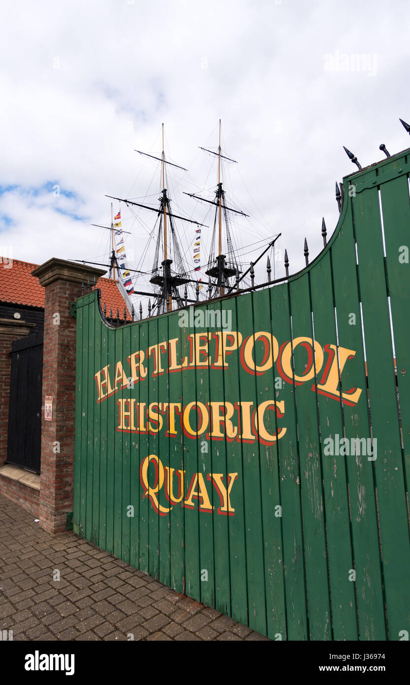 Gates leading to Hartlepool Historic Quay, north east England, UK Stock ...
