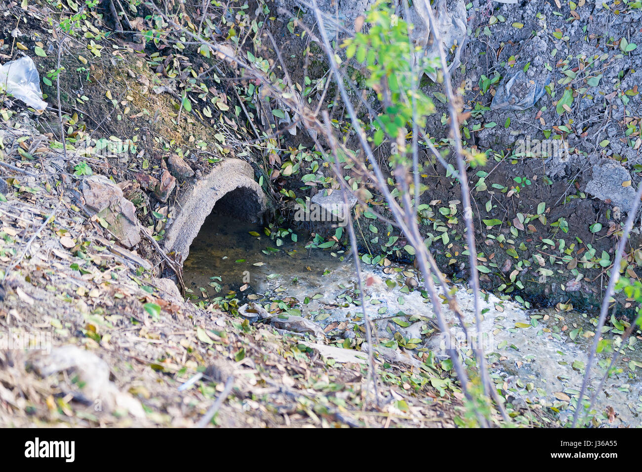 Old concrete drain water in fish farms, drainage and irrigation system ...