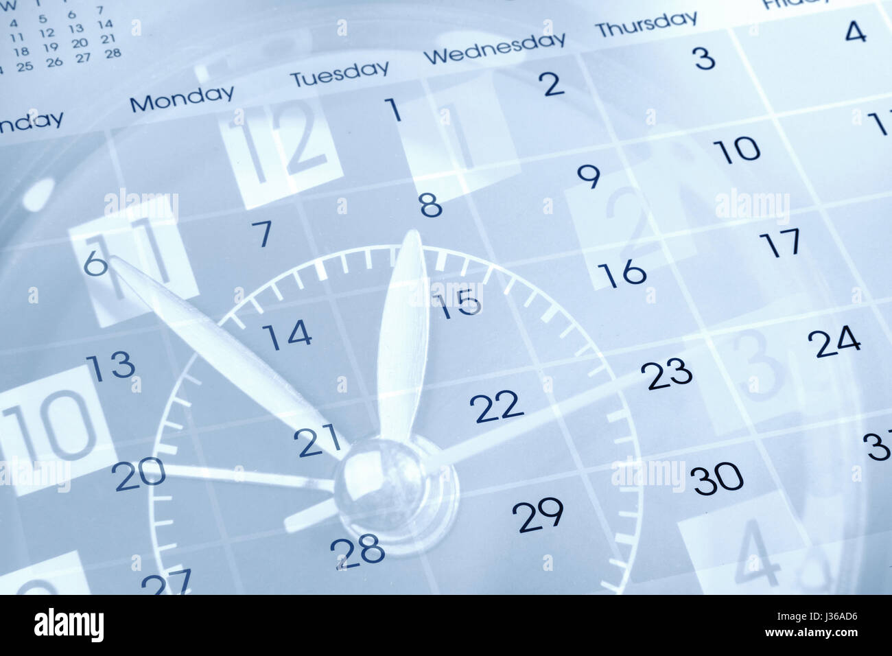 Clock face and calendar composite Stock Photo - Alamy