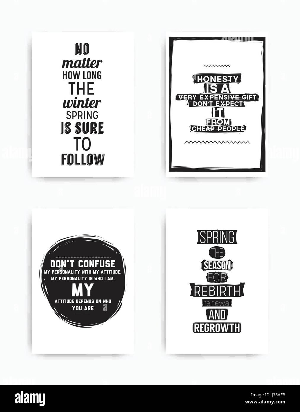 A set of four motivational posters with popular quotes black and white ...