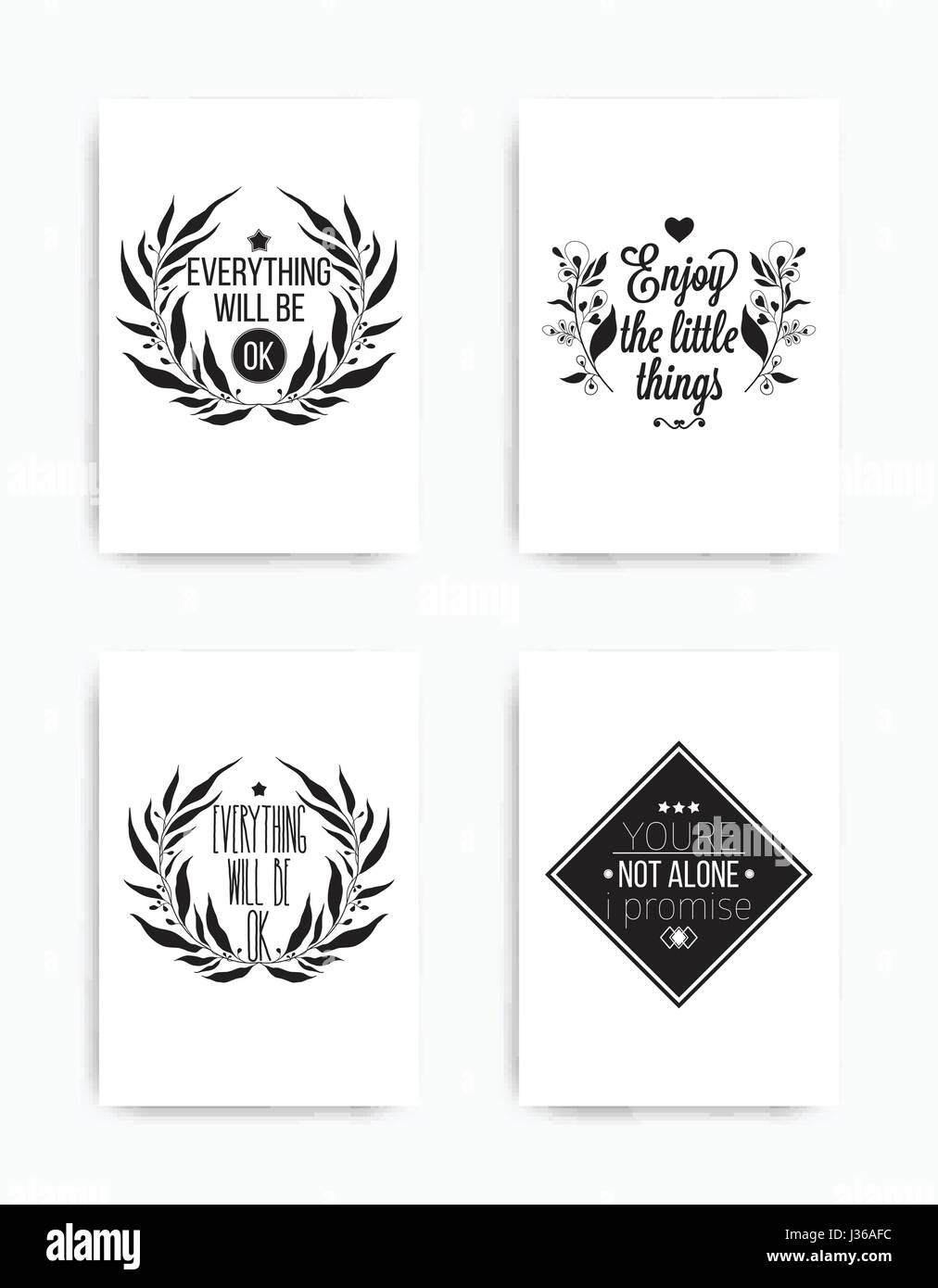 A set of four motivational posters with popular quotes black and white ...