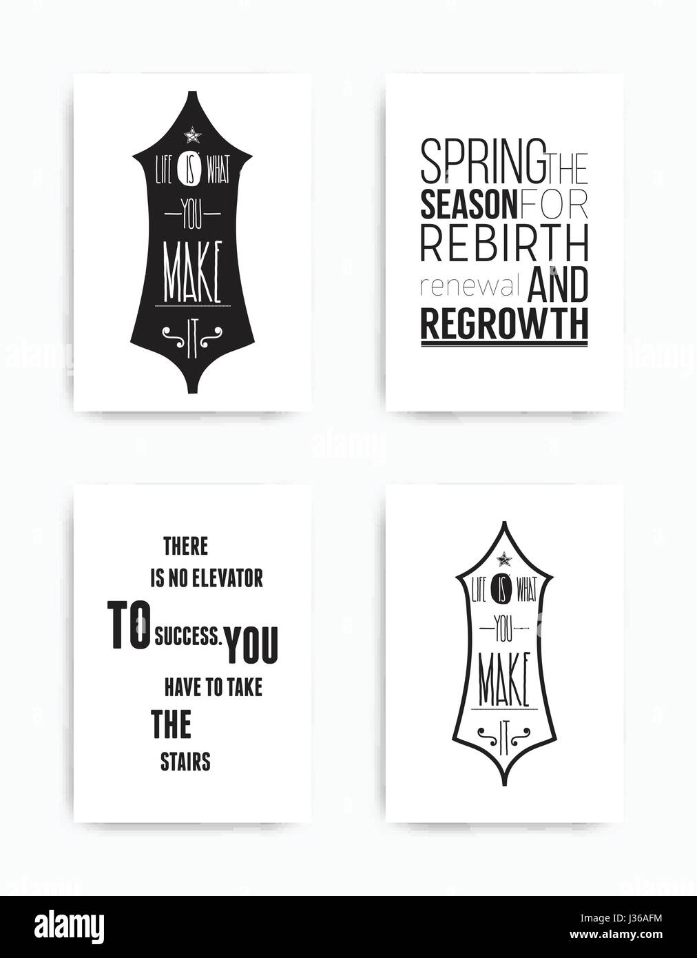 A set of four motivational posters with popular quotes black and white ...