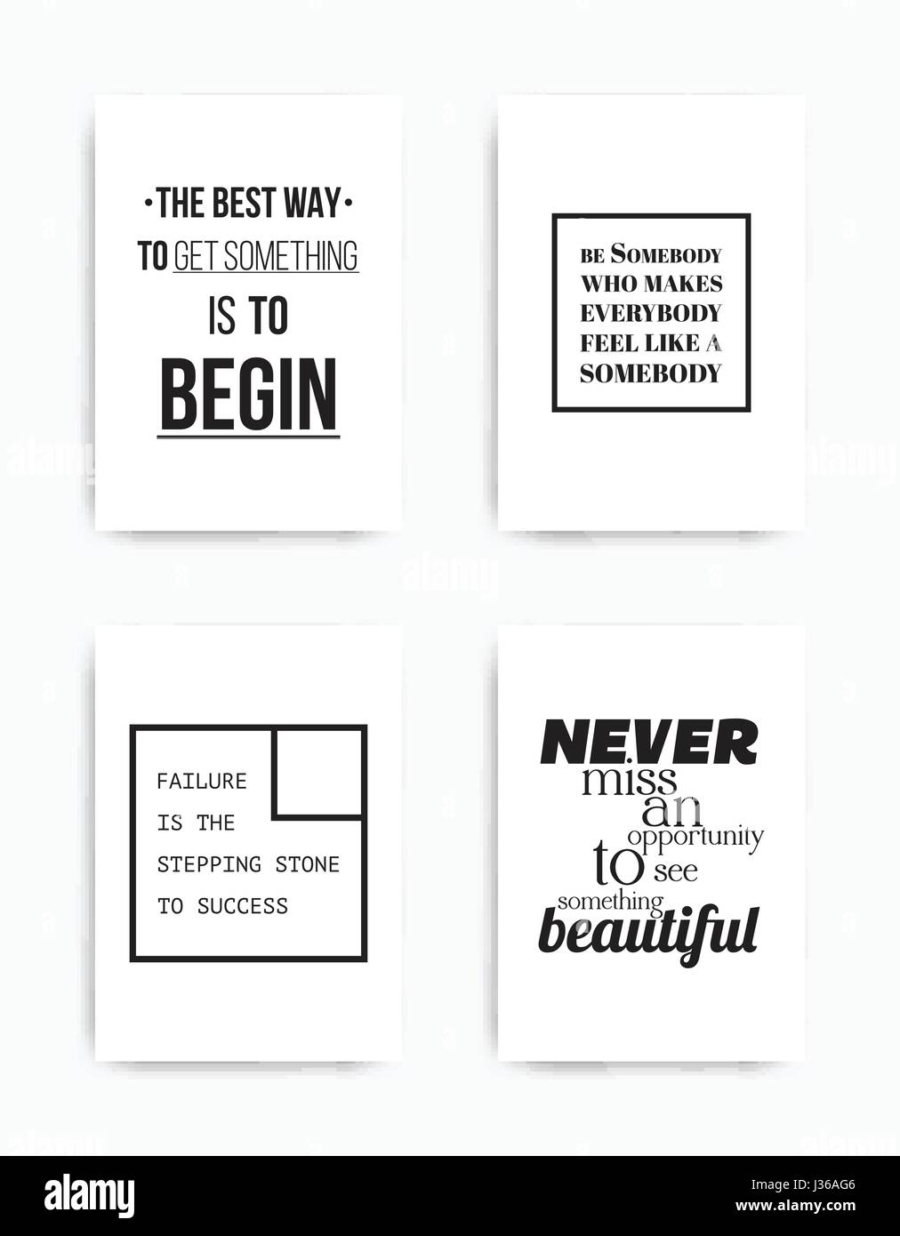 A set of four motivational posters with popular quotes black and white ...