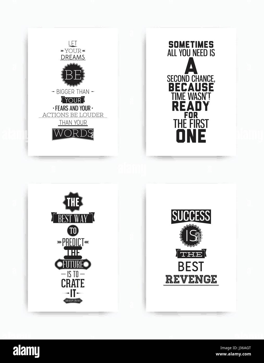 A set of four motivational posters with popular quotes black and white ...