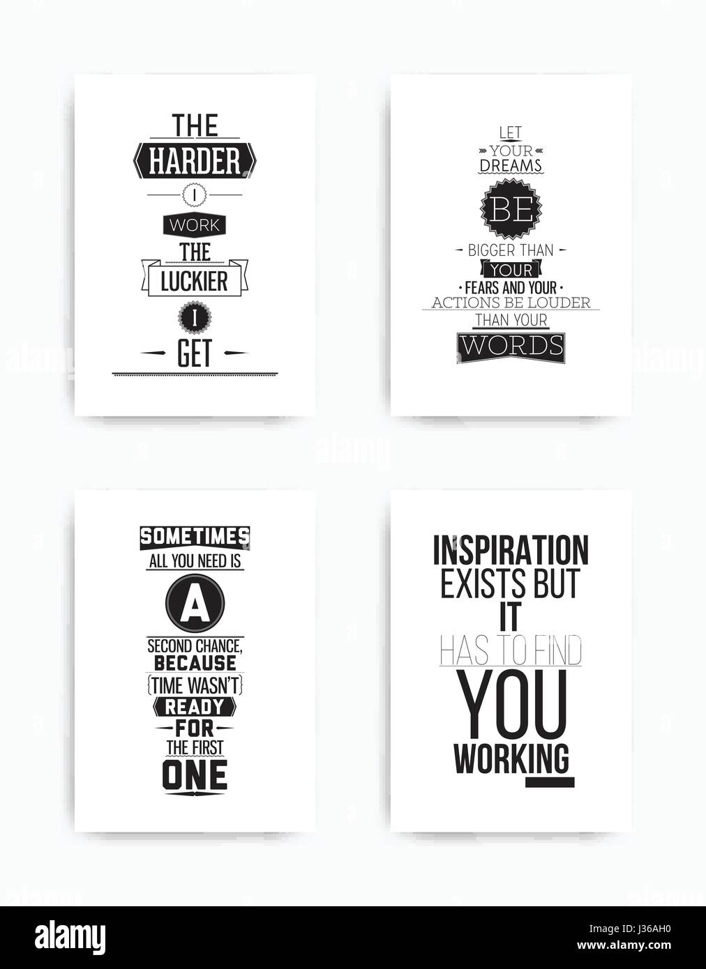 A set of four motivational posters with popular quotes black and white ...