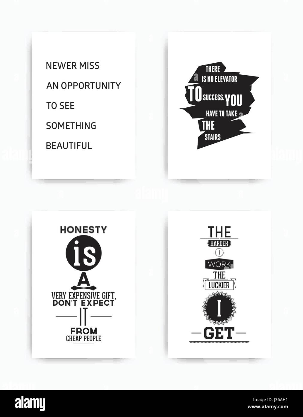 A set of four motivational posters with popular quotes black and white ...