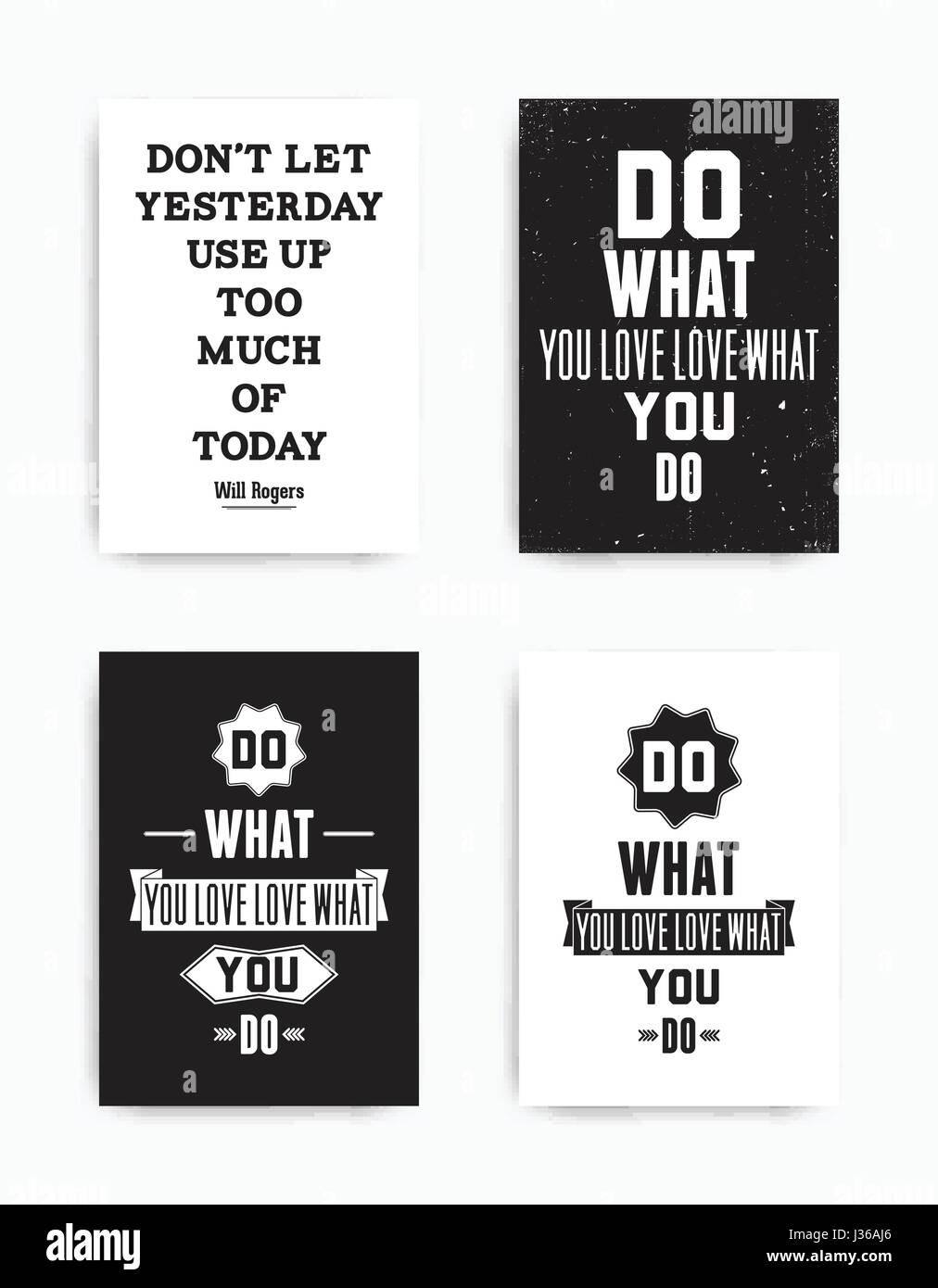 A set of four motivational posters with popular quotes black and white ...