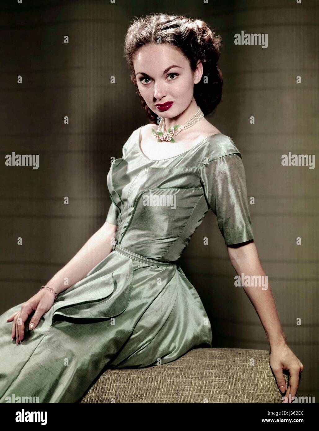 1940s Or 1950s Film Actress Green Dress High Resolution Stock ...