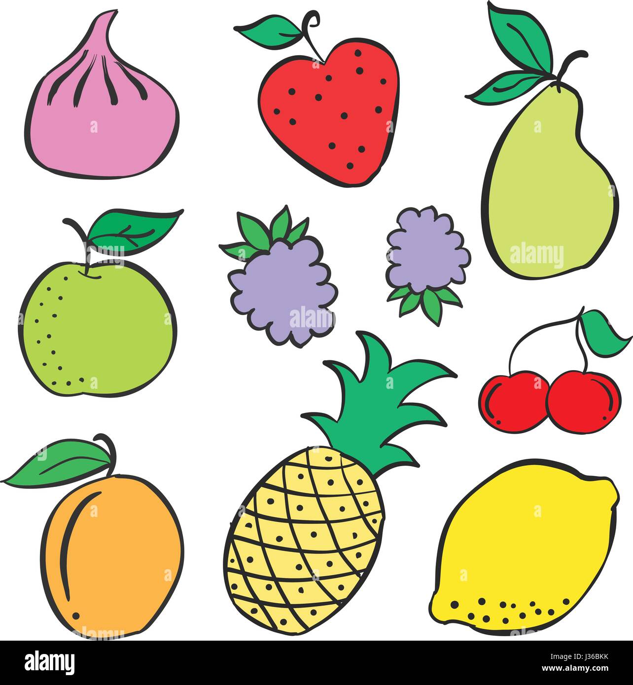Doodle of fruit colorful various collection Stock Vector Image & Art ...