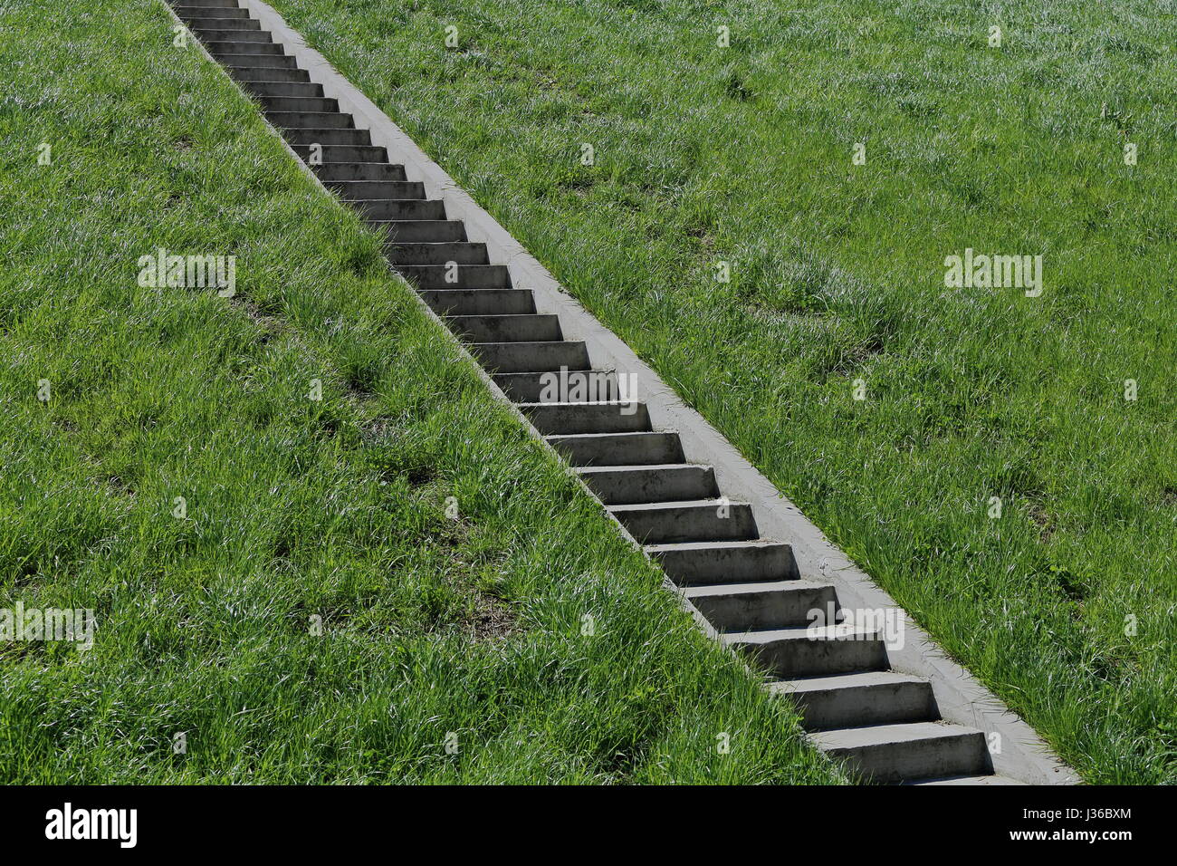 Isolated stairs, green grass, diagonal, steps Stock Photo - Alamy