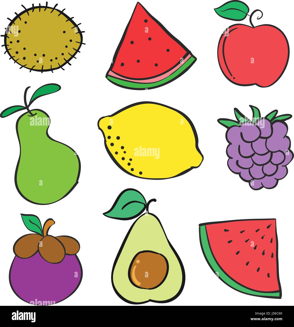 Doodle set of fruit various Stock Vector Image & Art - Alamy
