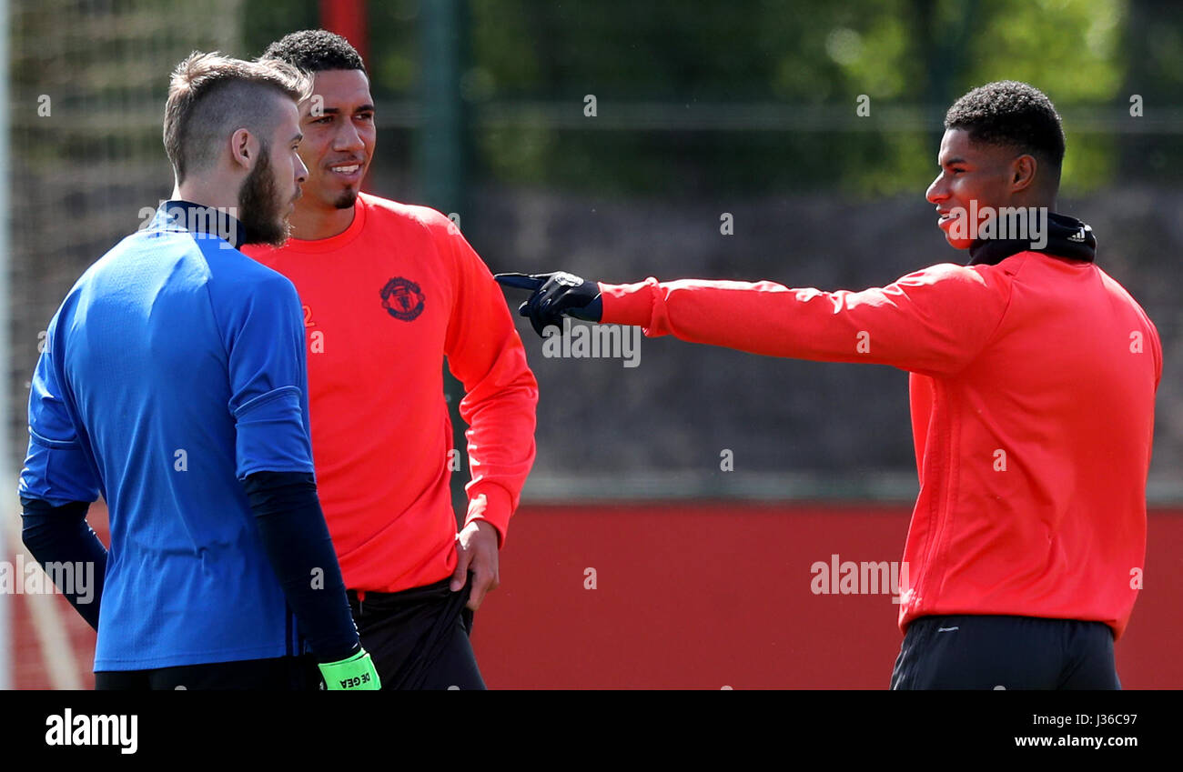 Manchester United's Marcus Rashford, David de Gea and Chris Smalling ...