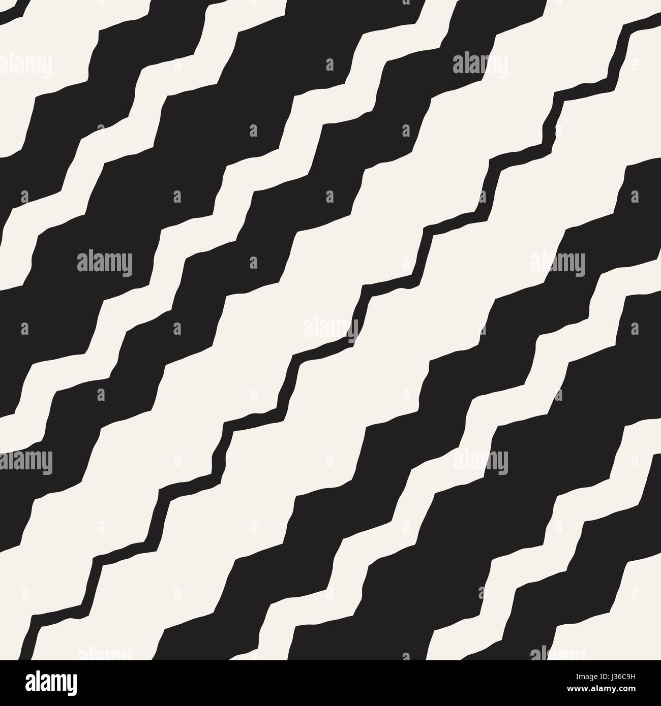 Seamless Wavy Hand Drawn Stripes Pattern. Abstract Repeating Vector ...