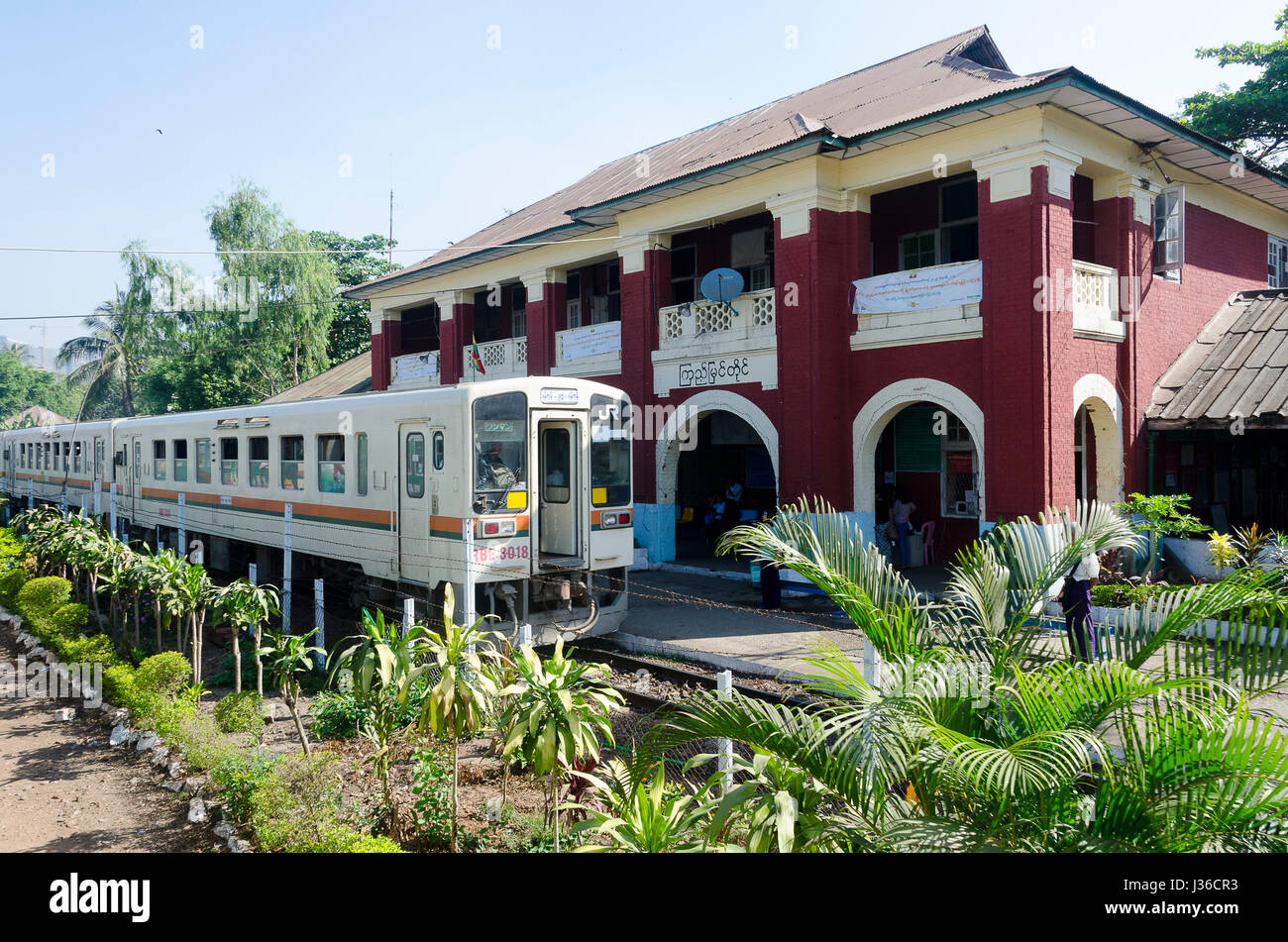 Suburban train, Yangon circular railway, Yangon, Myanmar Stock Photo ...