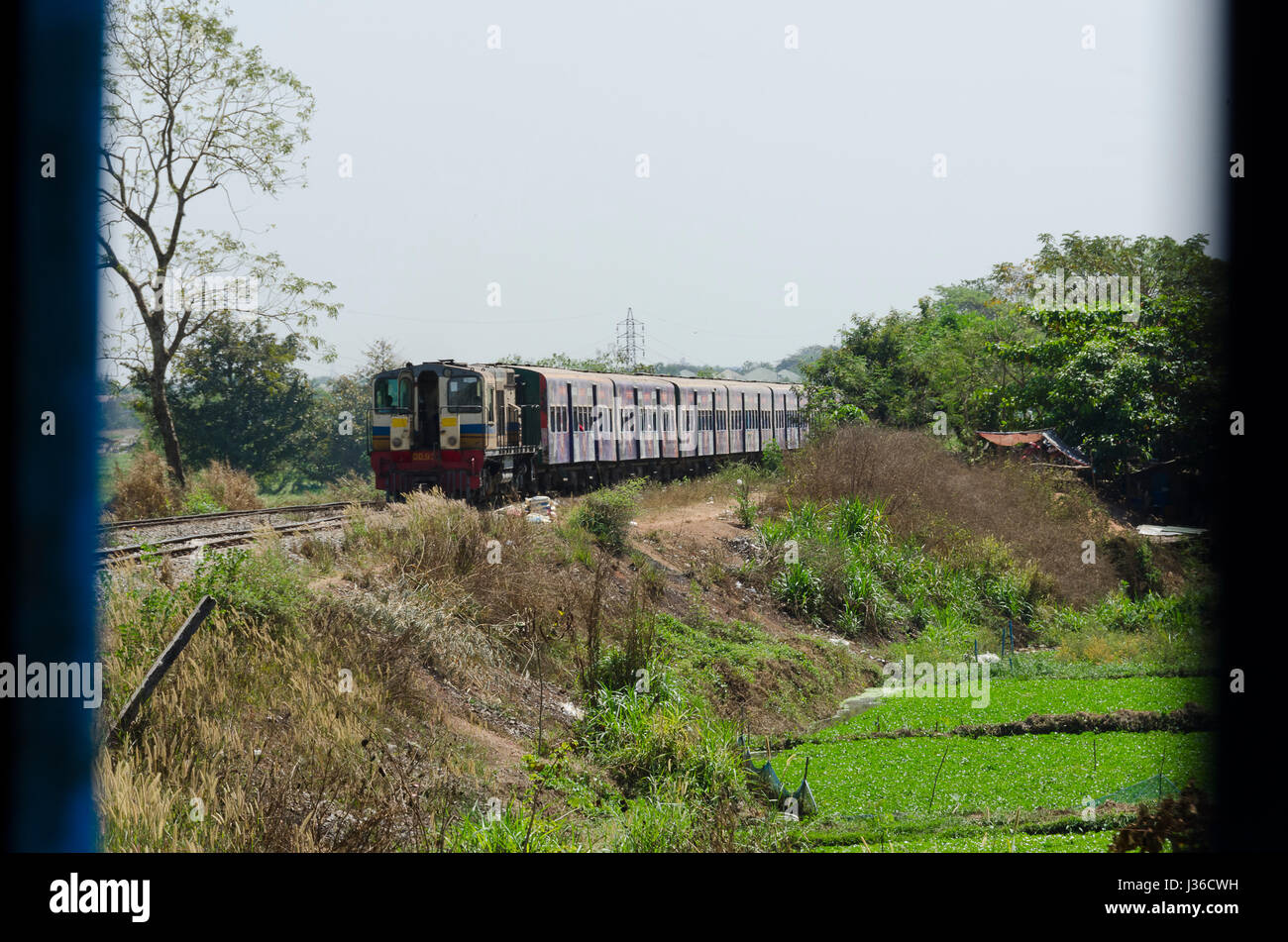 Suburban train, Yangon circular railway, Yangon, Myanmar Stock Photo ...