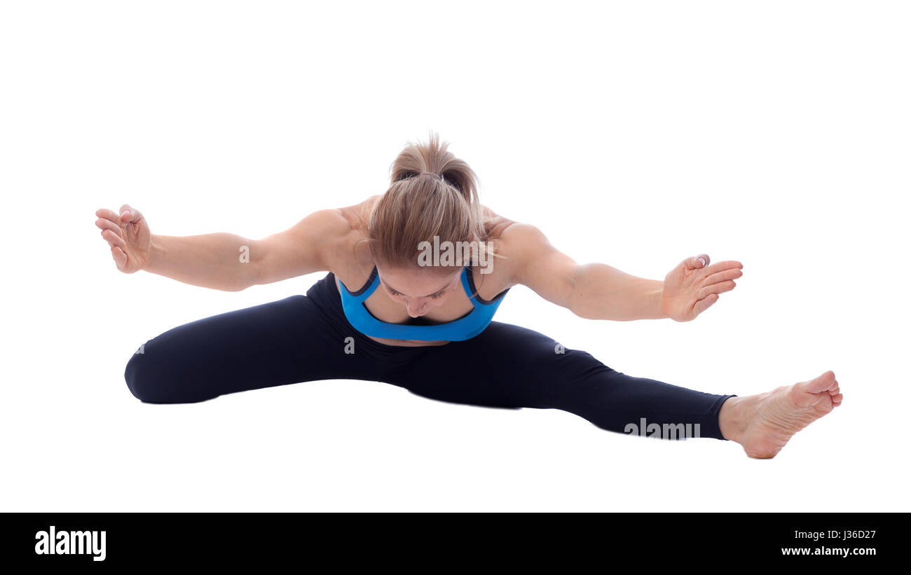 Stretching pose executed with a professional trainer Stock Photo - Alamy