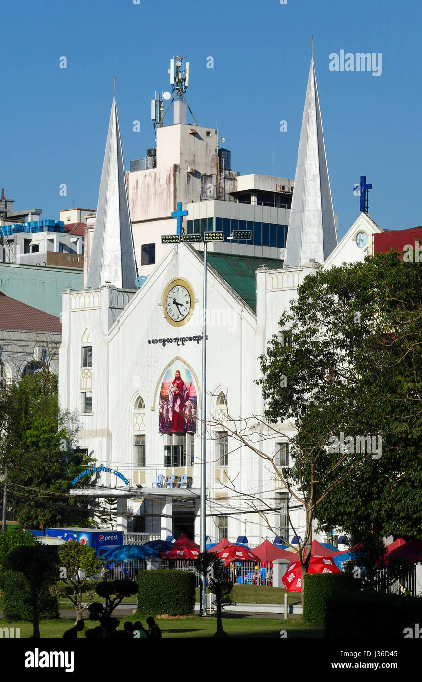 Immanuel Baptist Church, Colonial Buildings, Yangon, Myanmar Stock ...