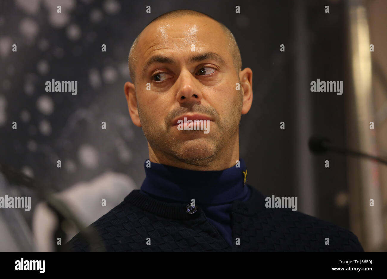 Boxing trainer Adam Booth during the press conference at the Europa ...