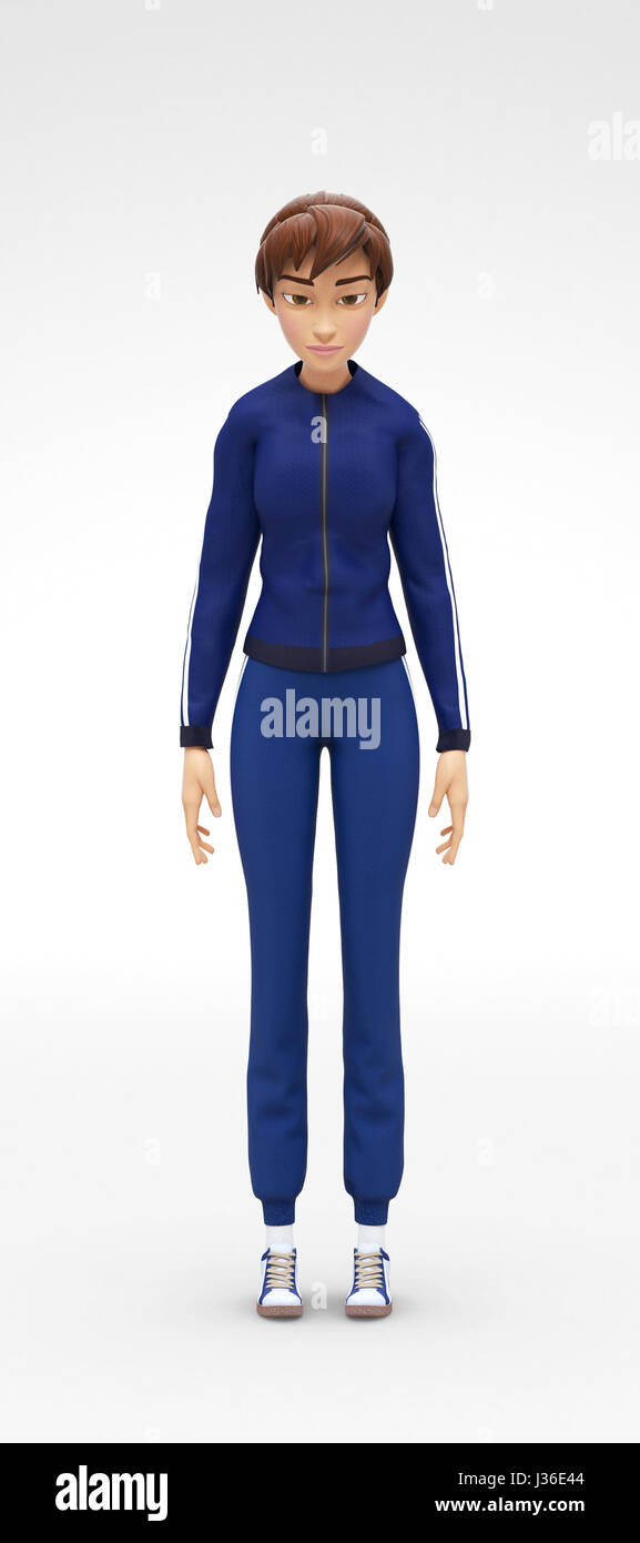 Tired and Drowsy, Sleepy Jenny - 3D Cartoon Female Character Sports ...