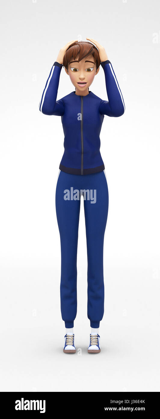 Panicky, Restless and Discouraged Jenny - 3D Cartoon Female Character ...