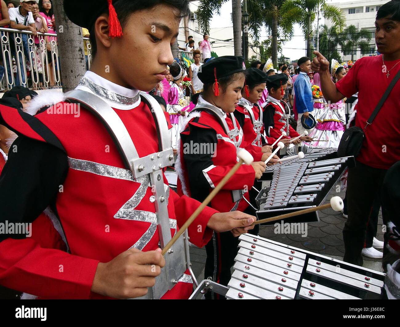 ANTIPOLO CITY, PHILIPPINES - MAY 1, 2017: Members of a marching band ...