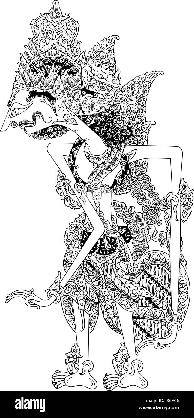 Basukunti, a character of traditional puppet show, wayang kulit from ...