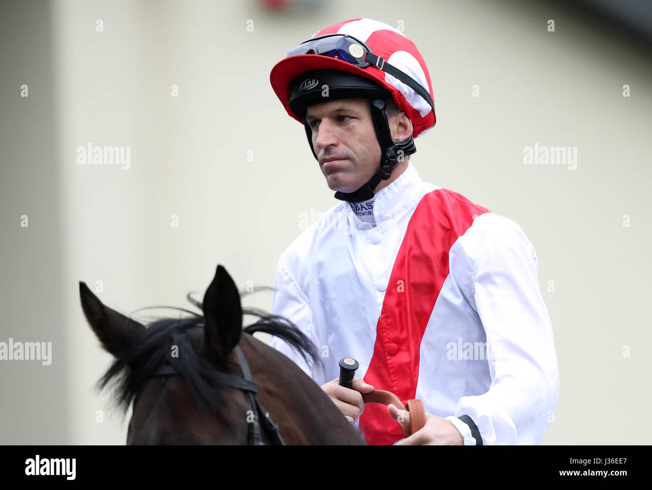 Jockey Pat Dobbs before his ride on Soldier's Girl in the Spinal ...