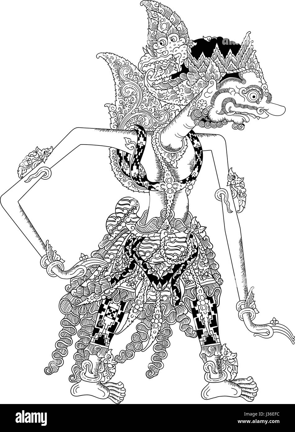 Bogadenta, a character of traditional puppet show, wayang kulit from ...
