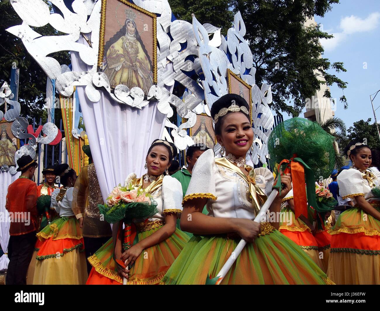 ANTIPOLO CITY, PHILIPPINES - MAY 1, 2017: Parade participants in their ...