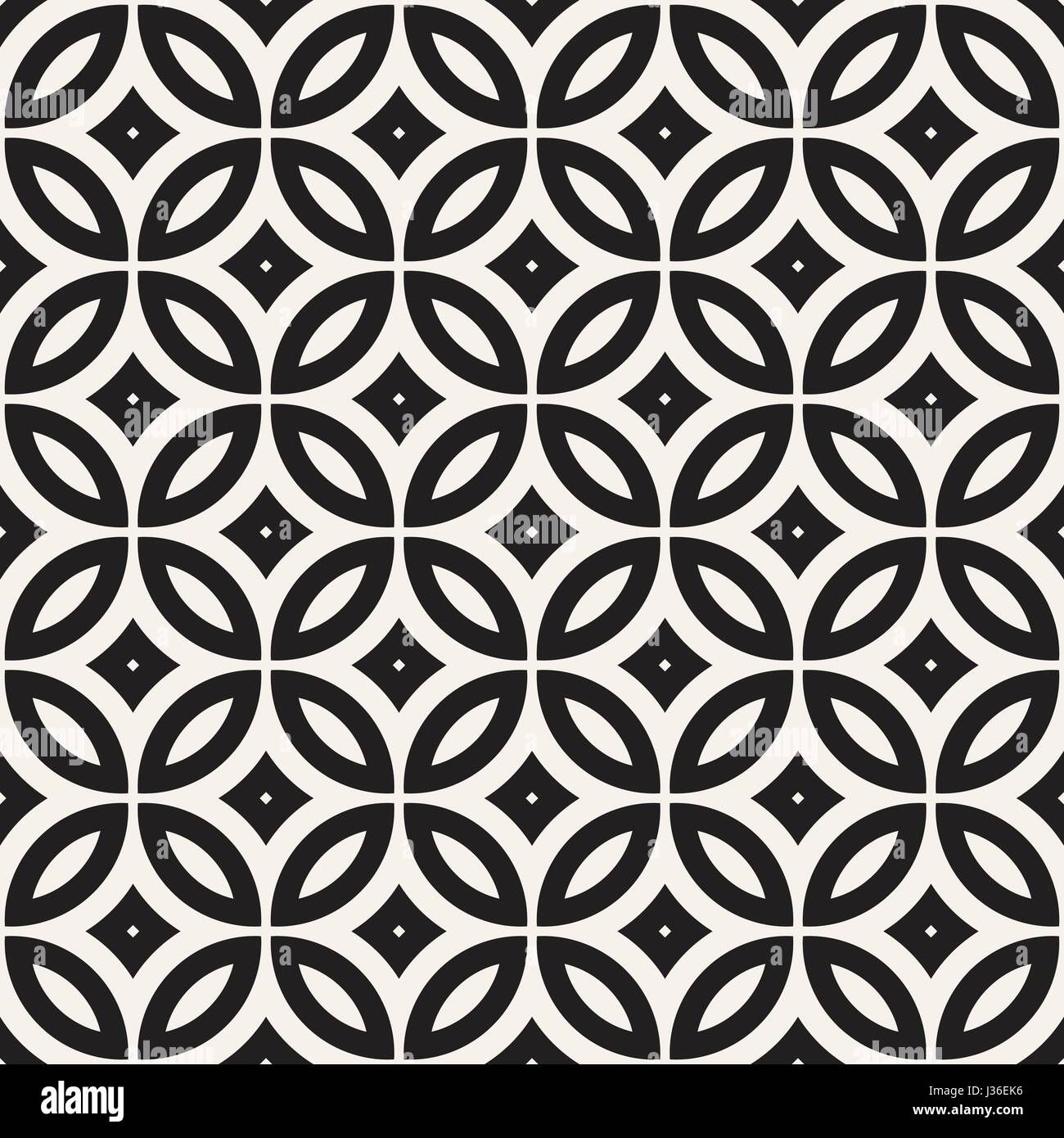 Vector Seamless Black And White Geometric Rounded Lines Pattern ...